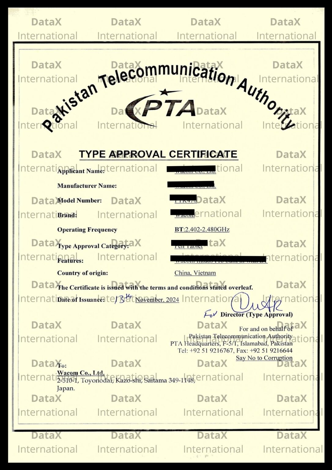 Type Approval for Pakistan - PTA Certification